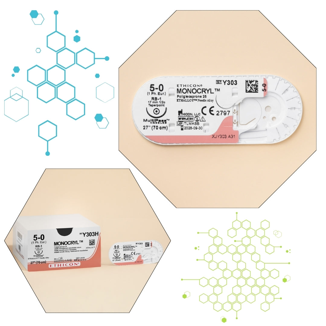 5-0 Monocryl Violet 27" RB-1 Needle | Y303H (3 doz) – ProNorth Medical